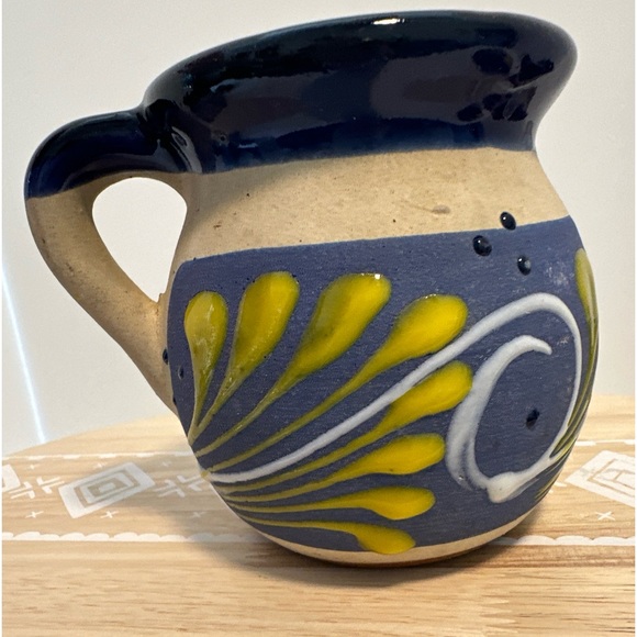 Kitchen | Mexican Clay Coffee Mug Jarrito De Barro Pottery Orange Blue ...